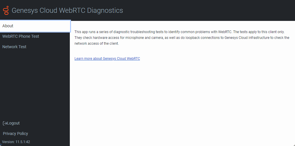 Exécuter l'application autonome Genesys Cloud WebRTC Diagnostics - Genesys Cloud Resource Center