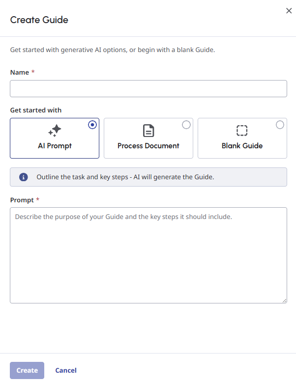 Créer des guides à l'aide d'invites IA - Genesys Cloud Resource Center